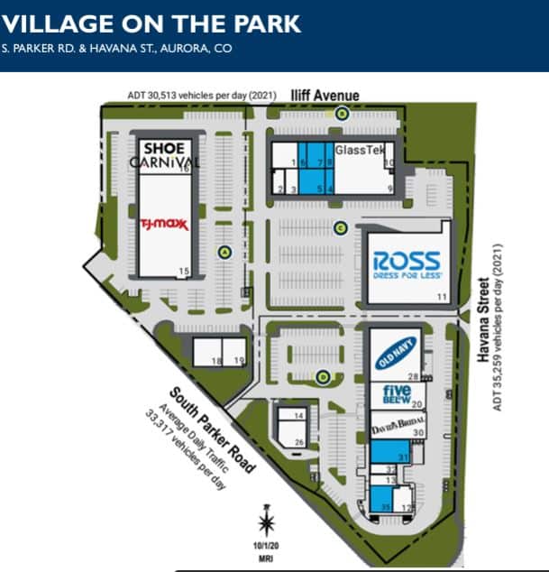 10 2022 VOTP map of tenants at the center - On Havana Street Aurora, CO