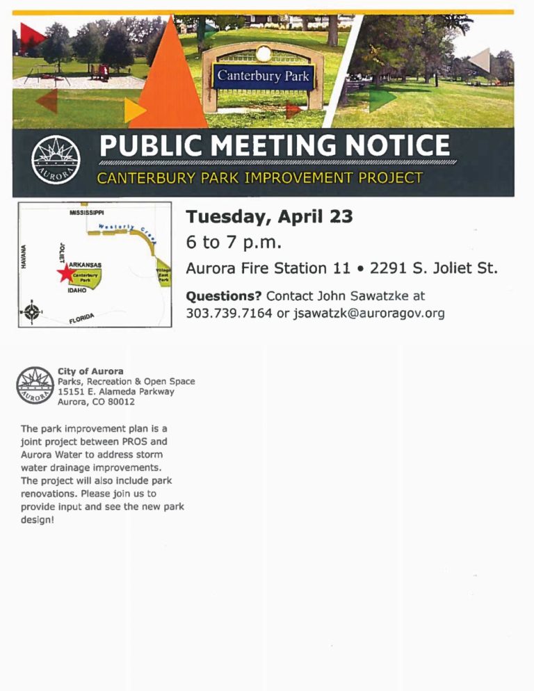 Public Meeting Notice - Canterbury Park Improvement Project - On Havana ...